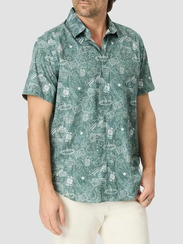 Robert Graham The Vault Printed Stretch-cotton Short-sleeve Shirt