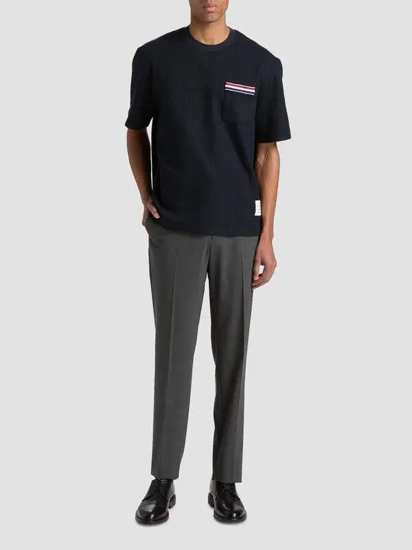 Thom Browne Rwb-embroidered Textured Crewneck T-shirt