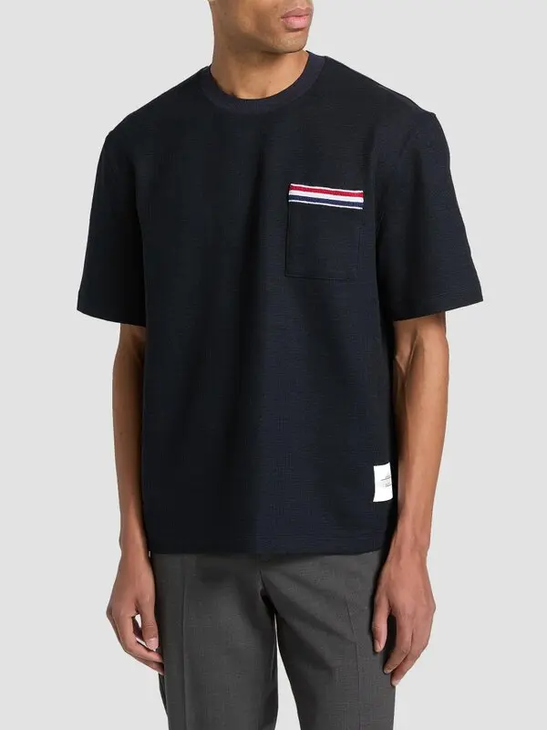 Thom Browne Rwb-embroidered Textured Crewneck T-shirt