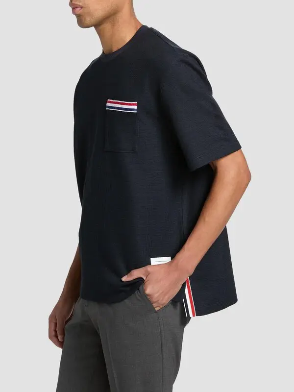 Thom Browne Rwb-embroidered Textured Crewneck T-shirt