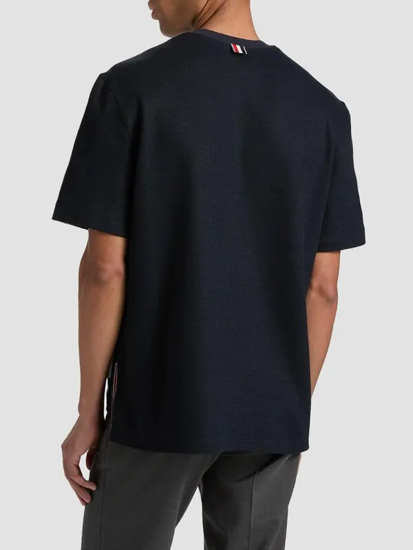 Thom Browne Rwb-embroidered Textured Crewneck T-shirt