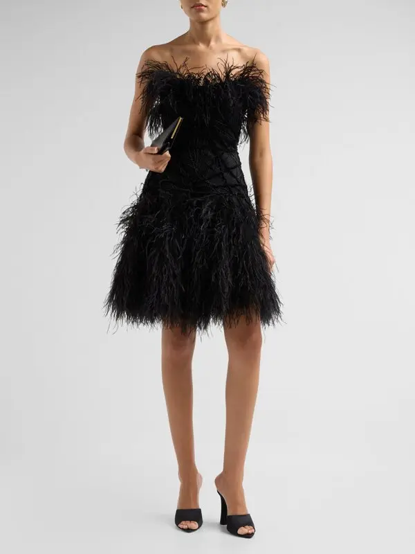 Pamella Roland Embroidered-tulle Strapless Cocktail Mini Dress