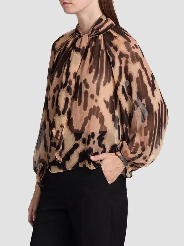 Ba&sh Alof Abstract-print Tieneck Blouse