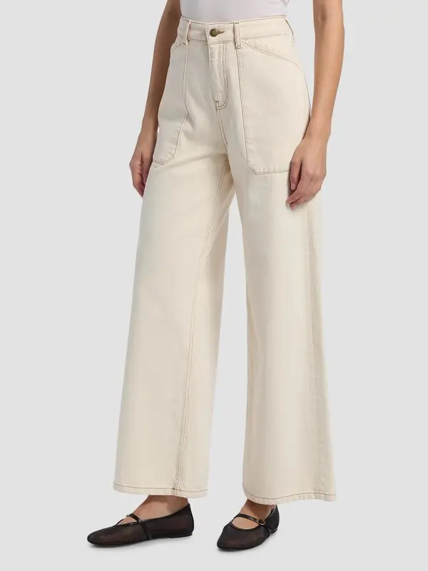 Ba&sh Mallou Cotton High-rise Wide-leg Jeans - Ecru