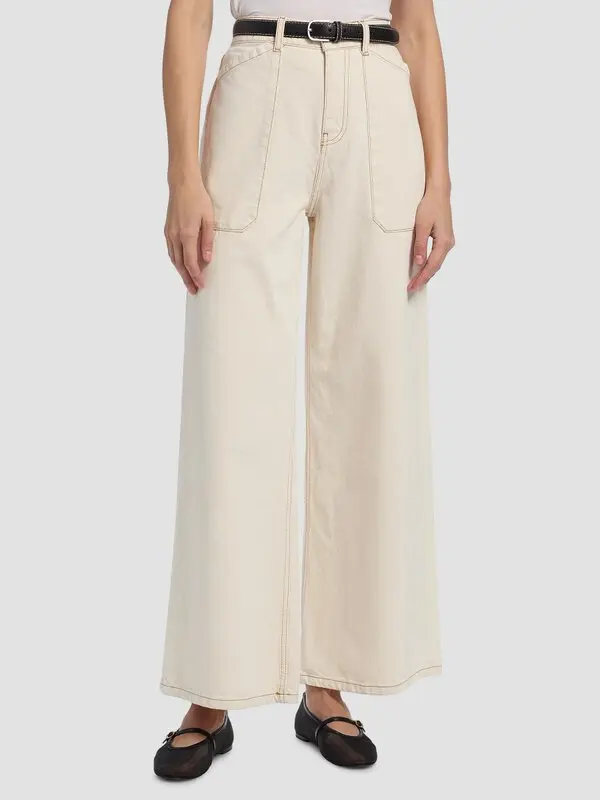 Ba&sh Mallou Cotton High-rise Wide-leg Jeans - Ecru