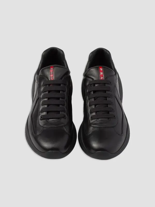 Prada America's Cup Nappa Leather Sneakers - Black