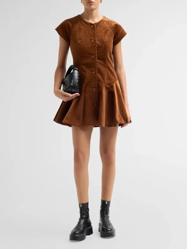 GANNI Corduroy Button-front Mini Dress