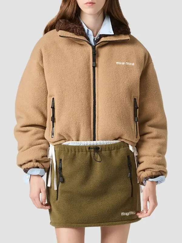 Miu Miu Fleece Down Jacket - Brown