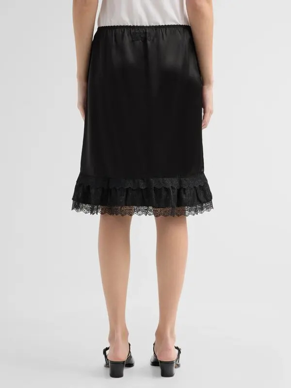 GANNI Fluid Satin Knee-length Frill Skirt - Black