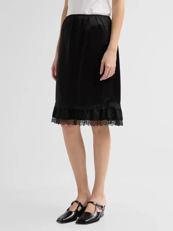 GANNI Fluid Satin Knee-length Frill Skirt - Black