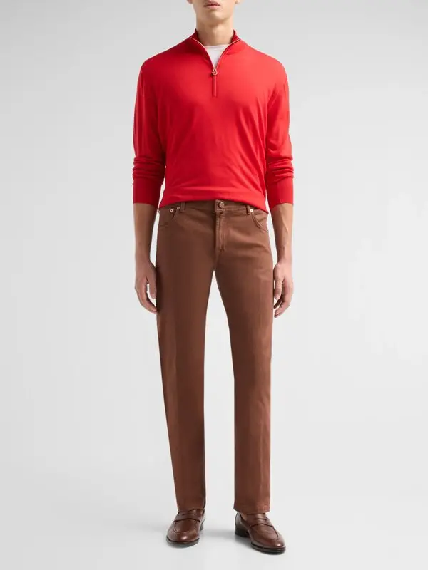 Kiton Stretch-cotton Slim-fit Trousers - Chestnut