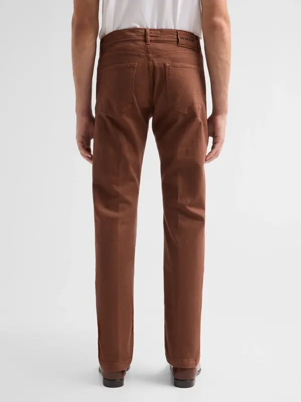 Kiton Stretch-cotton Slim-fit Trousers - Chestnut