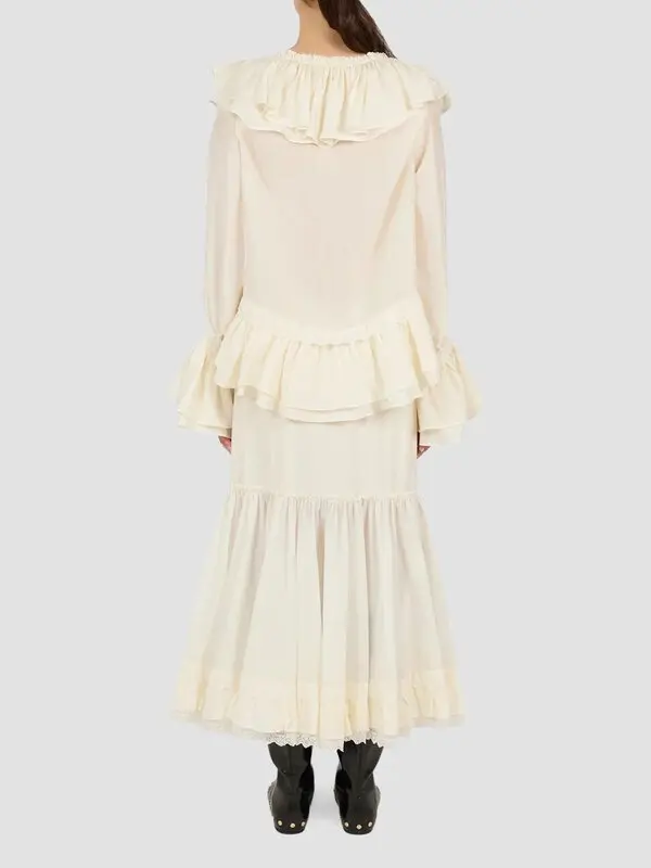 GANNI Ruffled Silk-blend Blouse