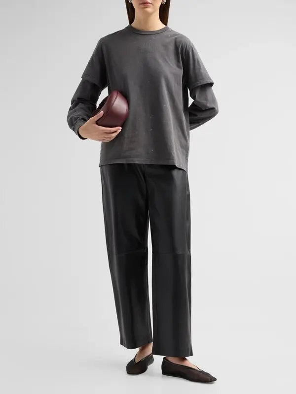 GANNI Heavy Jersey Double Sleeve Cotton Top