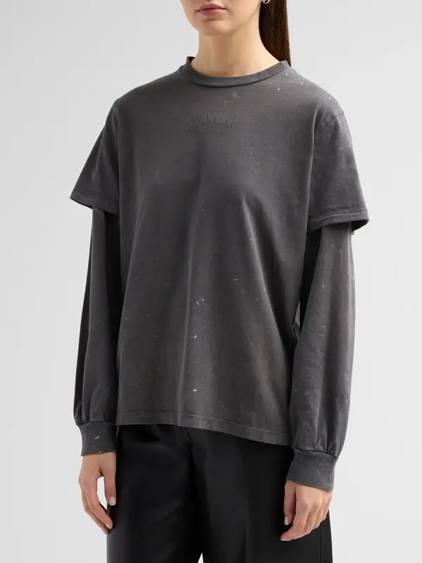 GANNI Heavy Jersey Double Sleeve Cotton Top