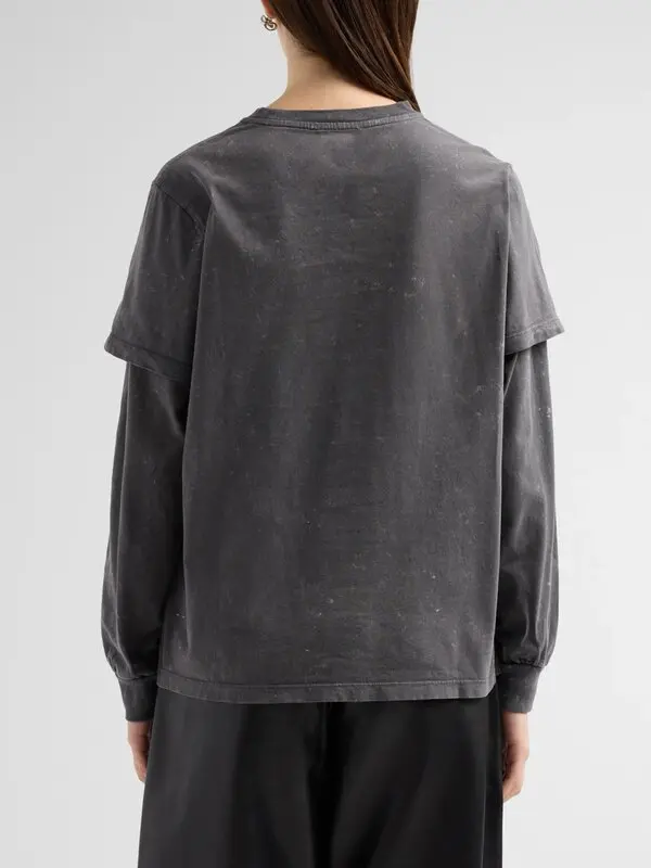 GANNI Heavy Jersey Double Sleeve Cotton Top
