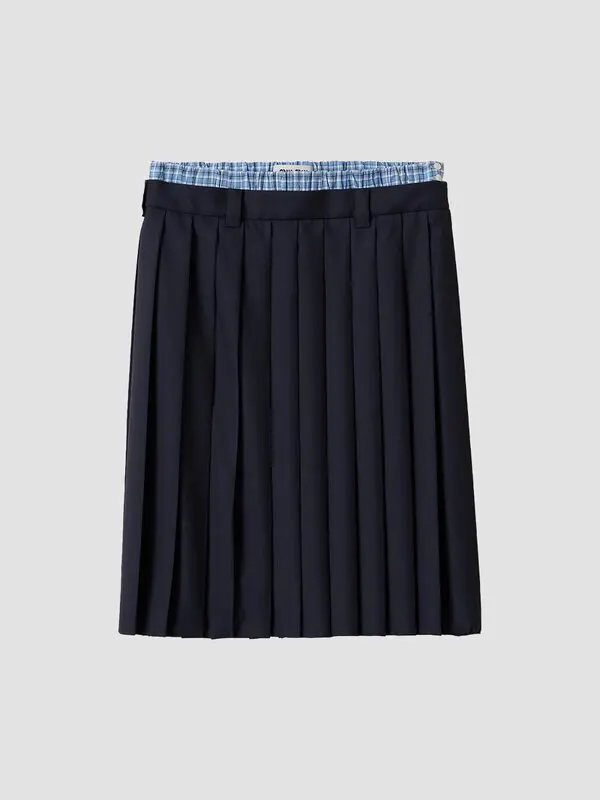Miu Miu Pleated Batavia Midi Skirt