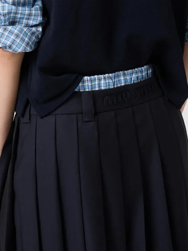 Miu Miu Pleated Batavia Midi Skirt
