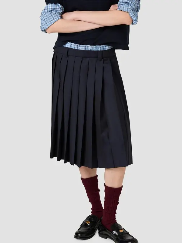 Miu Miu Pleated Batavia Midi Skirt