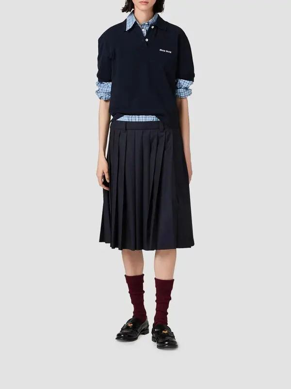 Miu Miu Pleated Batavia Midi Skirt