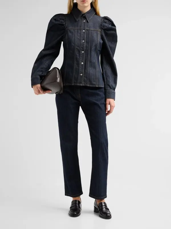 GANNI Slub Denim Shirt - Rinse