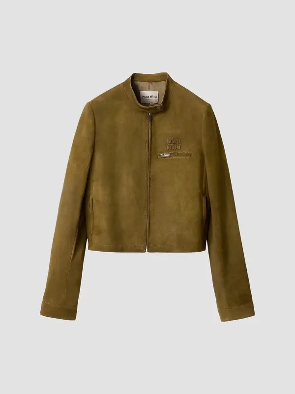 Miu Miu Waxed Suede Jacket - Green