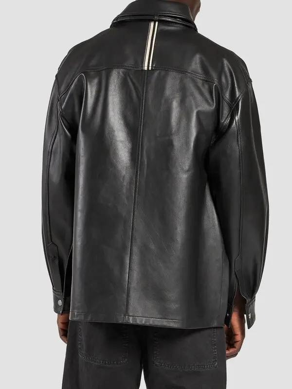 MORDECAI Snap-front Leather Overshirt