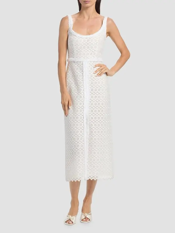 Giambattista Valli Floral Macramé Midi-dress
