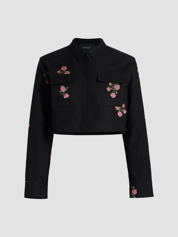 Giambattista Valli Floral Fil Coupé Cotton Crop Jacket