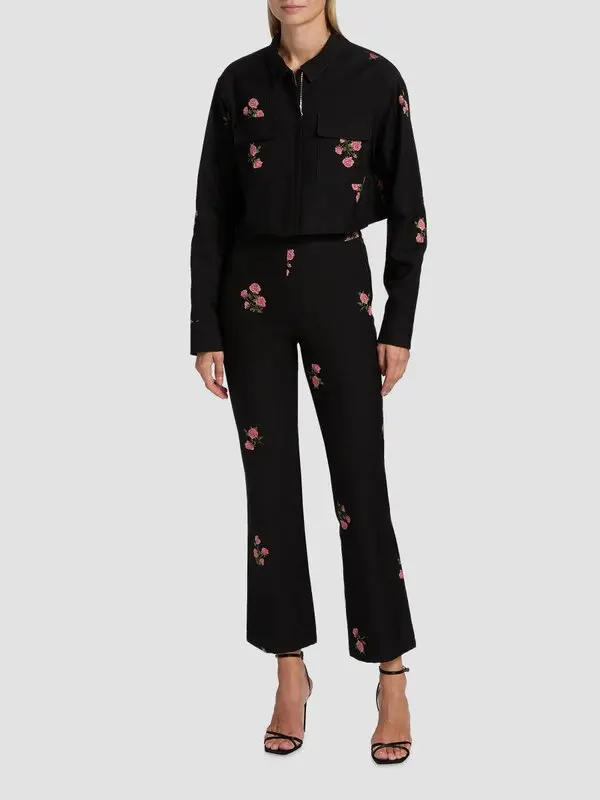 Giambattista Valli Floral Fil Coupé Cotton Crop Jacket