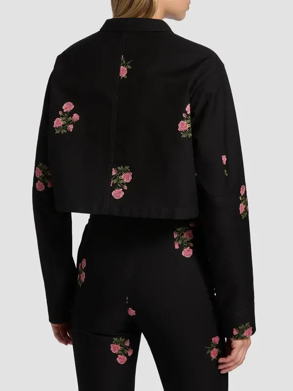 Giambattista Valli Floral Fil Coupé Cotton Crop Jacket