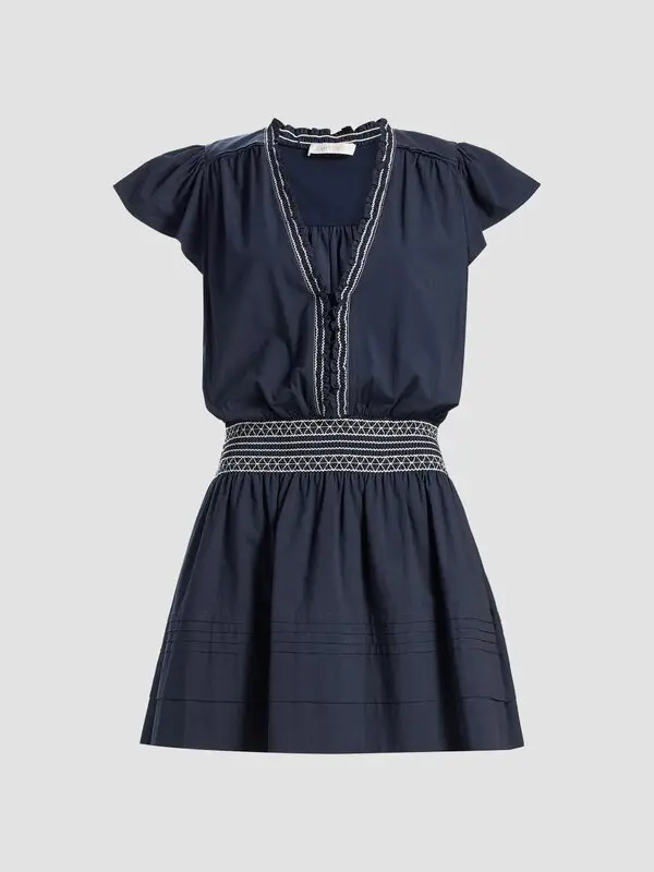 Ramy Brook Tahlia Embroidered Smocked Minidress