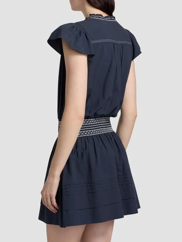 Ramy Brook Tahlia Embroidered Smocked Minidress