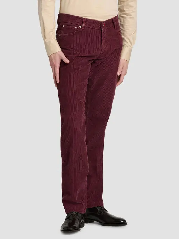 Kiton Cotton-blend Corduroy Slim-fit Trousers