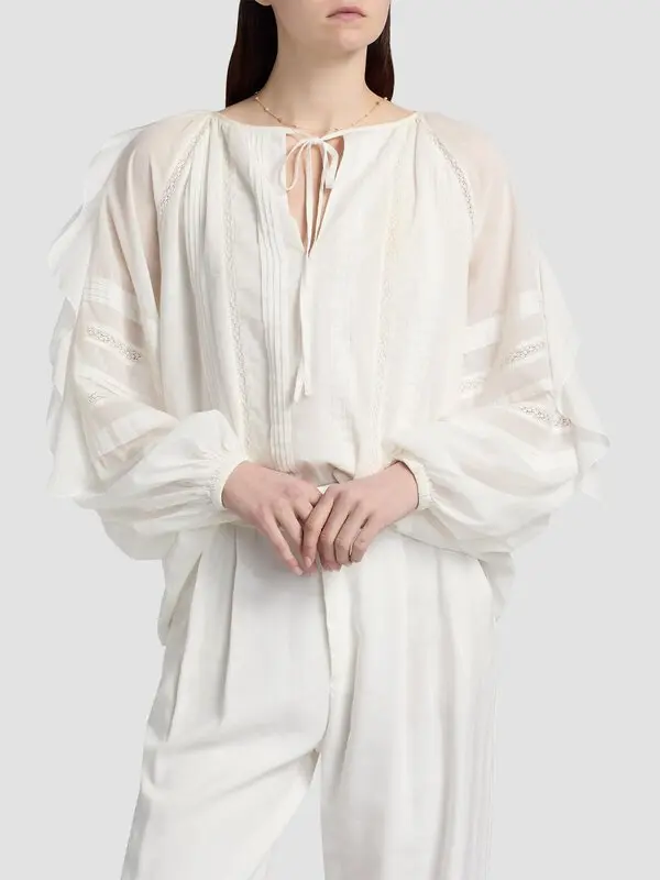 Ramy Brook Tamara Ruffled Cotton Top