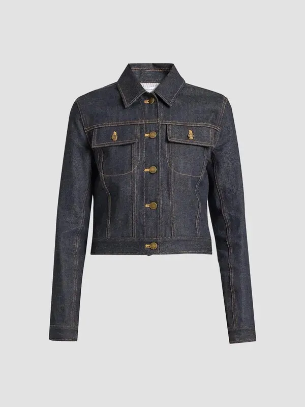 Thom Browne Cropped Denim Jacket - Navy