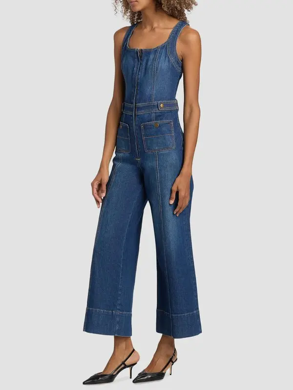Ramy Brook Janet Denim Wide-leg Jumpsuit