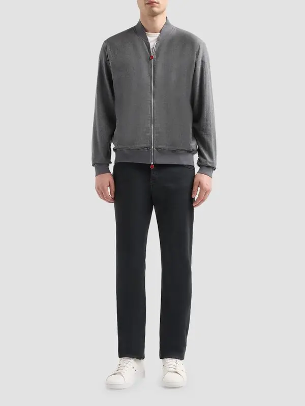 Kiton Cotton Jersey Zip-front Jacket - Grey