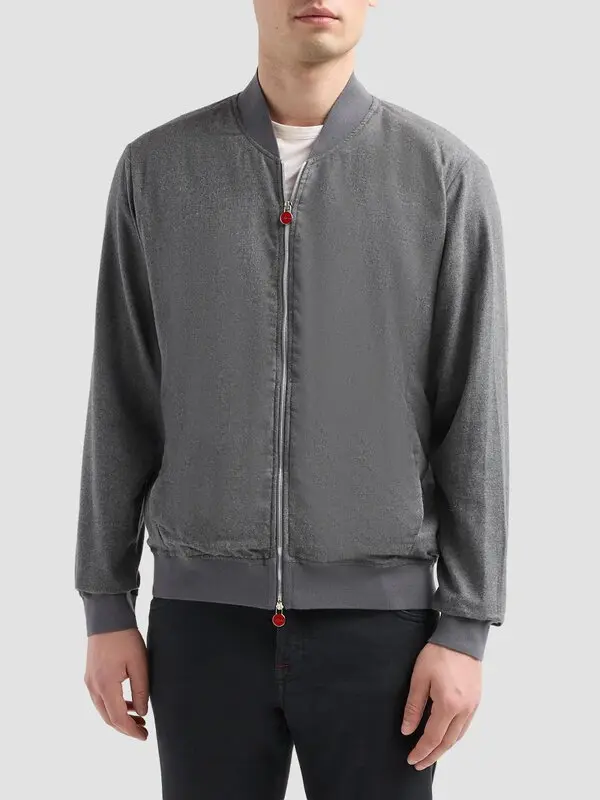 Kiton Cotton Jersey Zip-front Jacket - Grey
