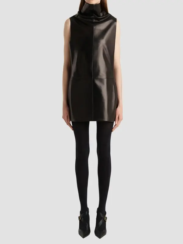 Khaite Daria Leather Sleeveless Minidress