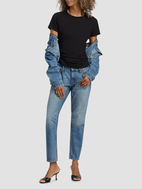 Ramy Brook Kate Ruched Cotton-blend T-shirt - Black