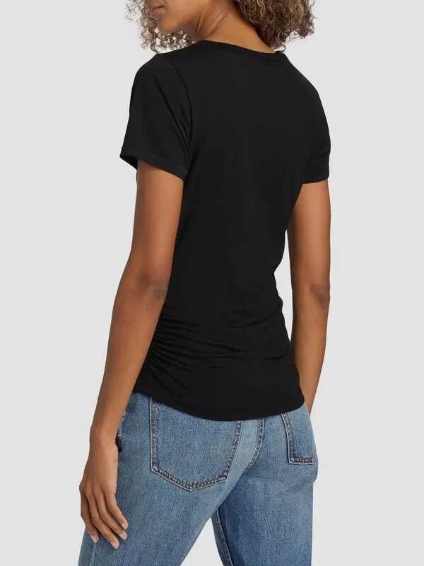 Ramy Brook Kate Ruched Cotton-blend T-shirt - Black