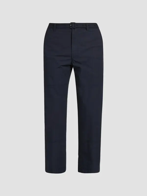 Thom Browne Belted Cotton Cropped Carpenter Pants - Navy
