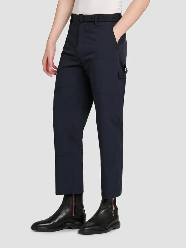 Thom Browne Belted Cotton Cropped Carpenter Pants