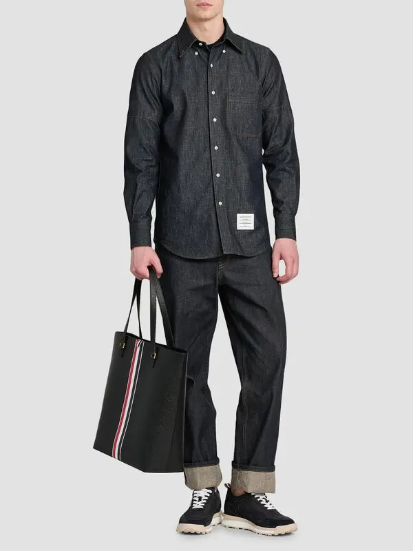 Thom Browne Denim Long-sleeve Button-down Shirt
