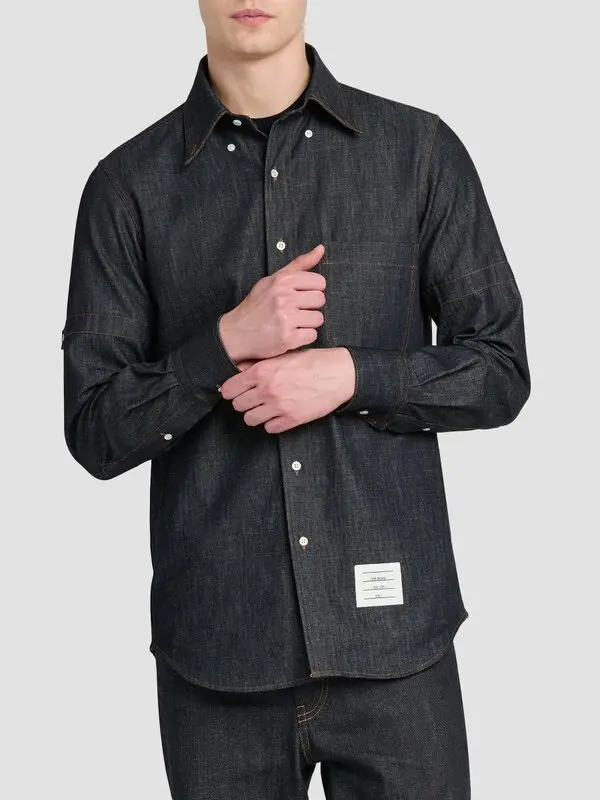 Thom Browne Denim Long-sleeve Button-down Shirt