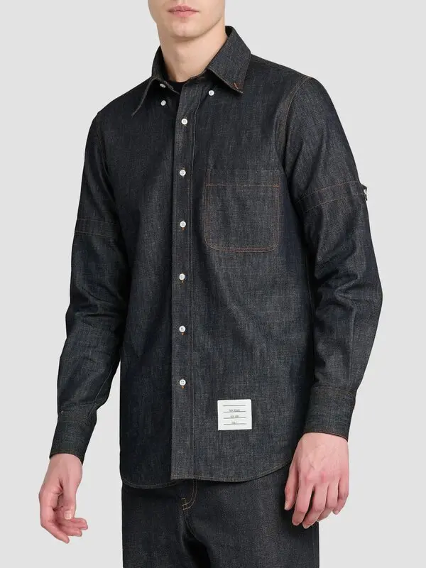 Thom Browne Denim Long-sleeve Button-down Shirt