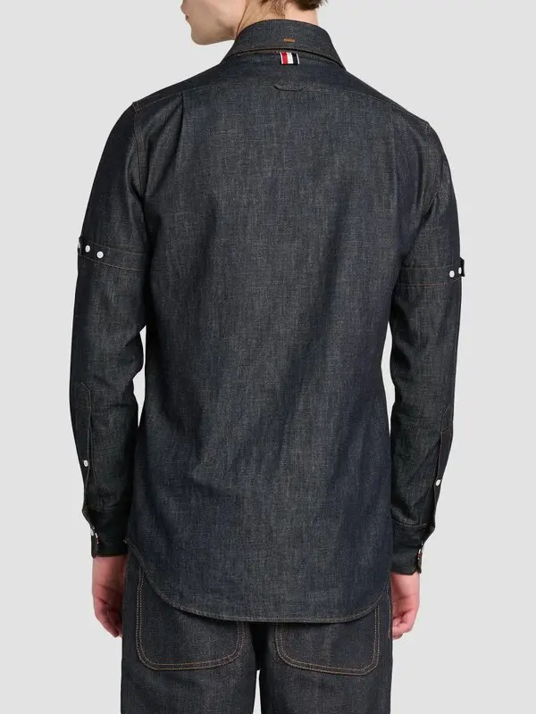 Thom Browne Denim Long-sleeve Button-down Shirt