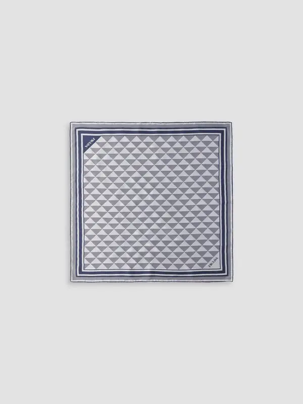 Prada Printed Silk Twill Square Scarf - Blue