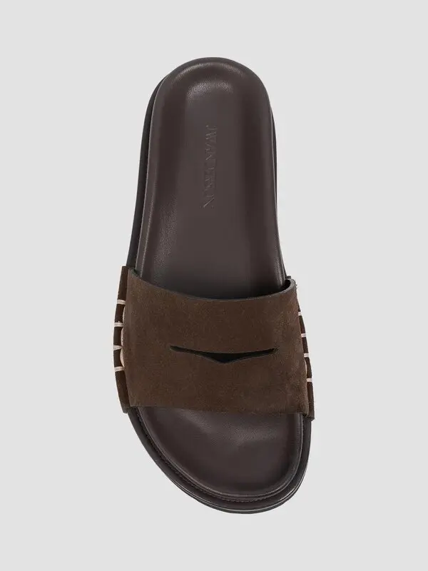 JW Anderson Penny Loafer-style Suede Slide Sandals